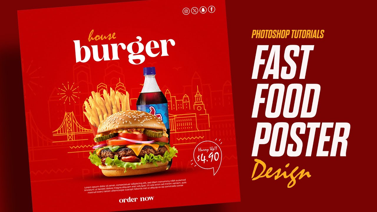 Create Fast Food Poster Design in Photoshop - YouTube