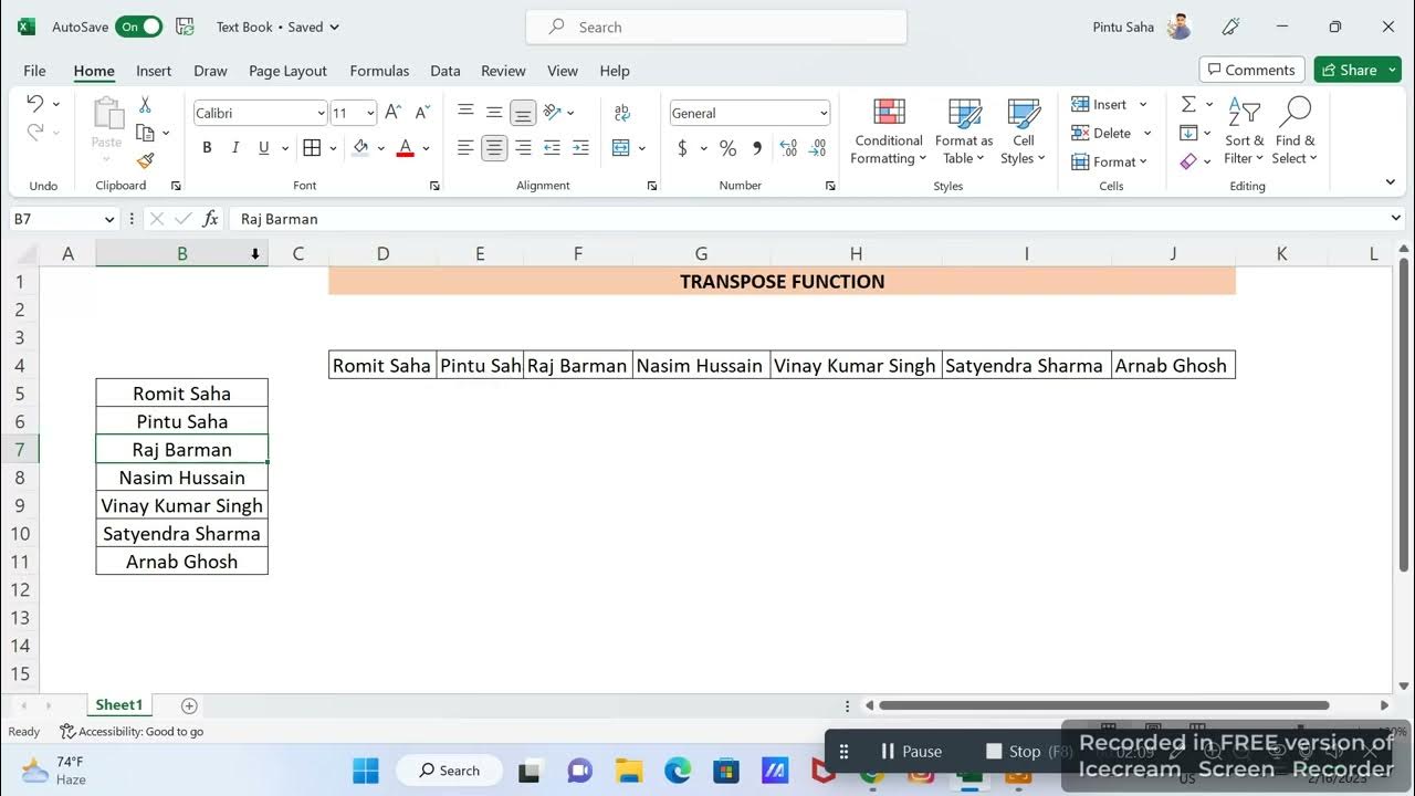 TRANSPOSE Formula | How to use Transpose Function in Excel | #excel # ...