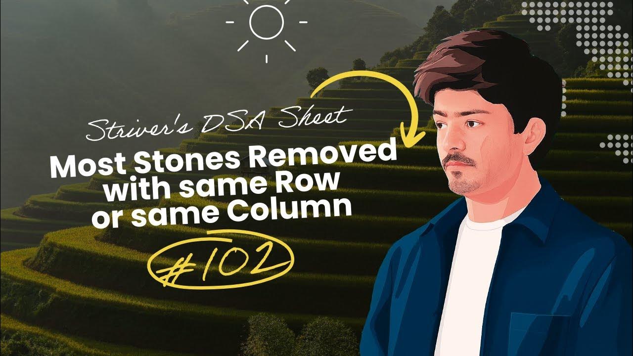 DSA-#102 | Most Stones Removed from Same Row and Same Column | Disjoint Set Union Find ...