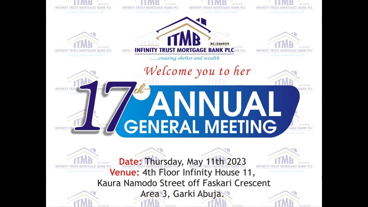 Infinity Trust Mortgage Bank's Annual General Meeting 2023 - YouTube