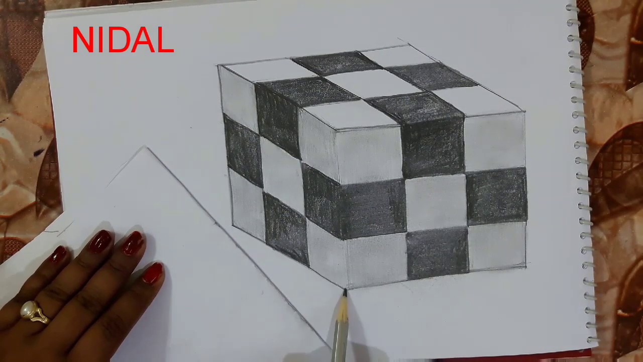 #Nidal_drawing. CUBE DRAWING. cube for kids drawing. - YouTube