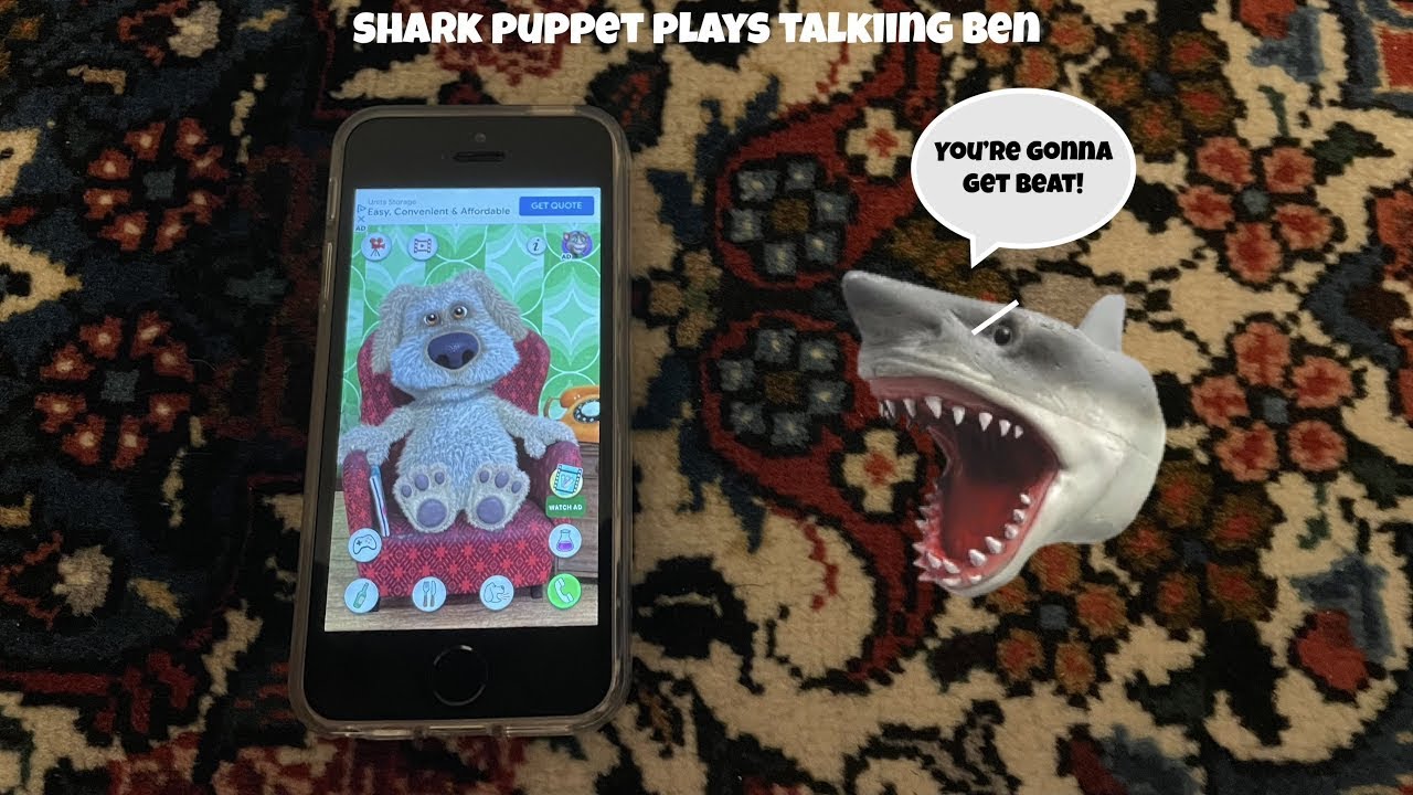 SB Movie Shark Puppet plays Talking Ben! - YouTube