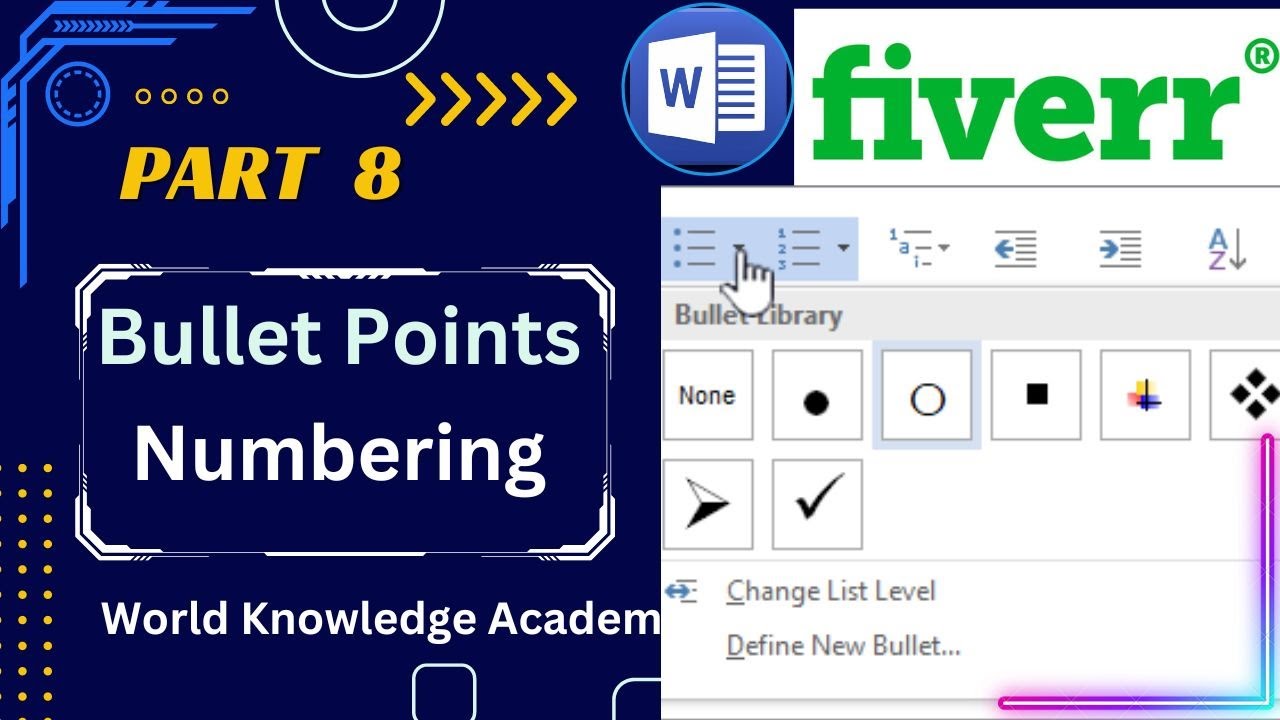 MS Word Part 8 | use of bullet point | numbering in MS Word | MS Word ...