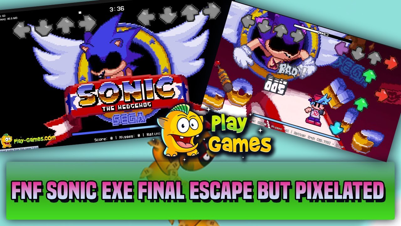 FNF Sonic Exe Final Escape but Pixelated Playthrough - YouTube