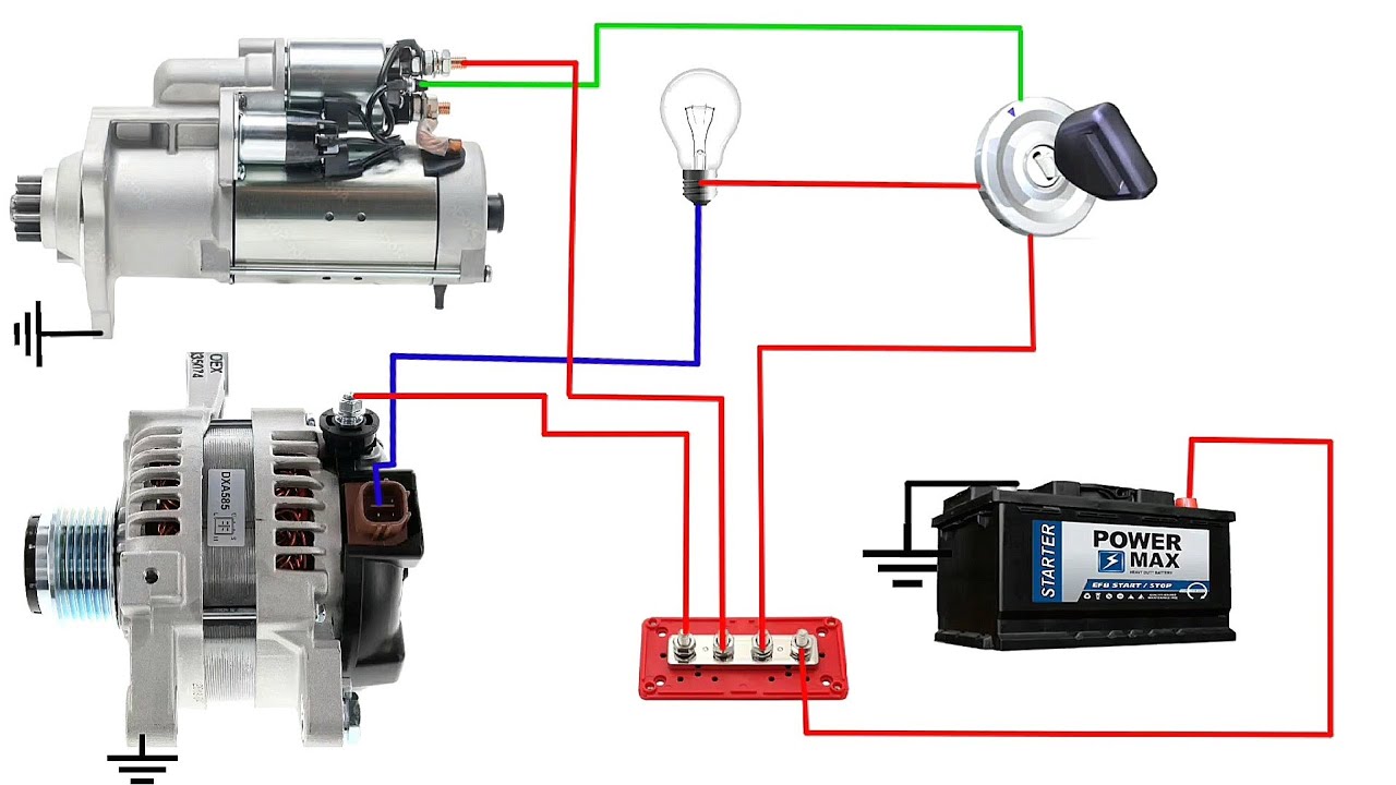 4 pin alternator and starter motor wiring | how to wire a 4 pin ...