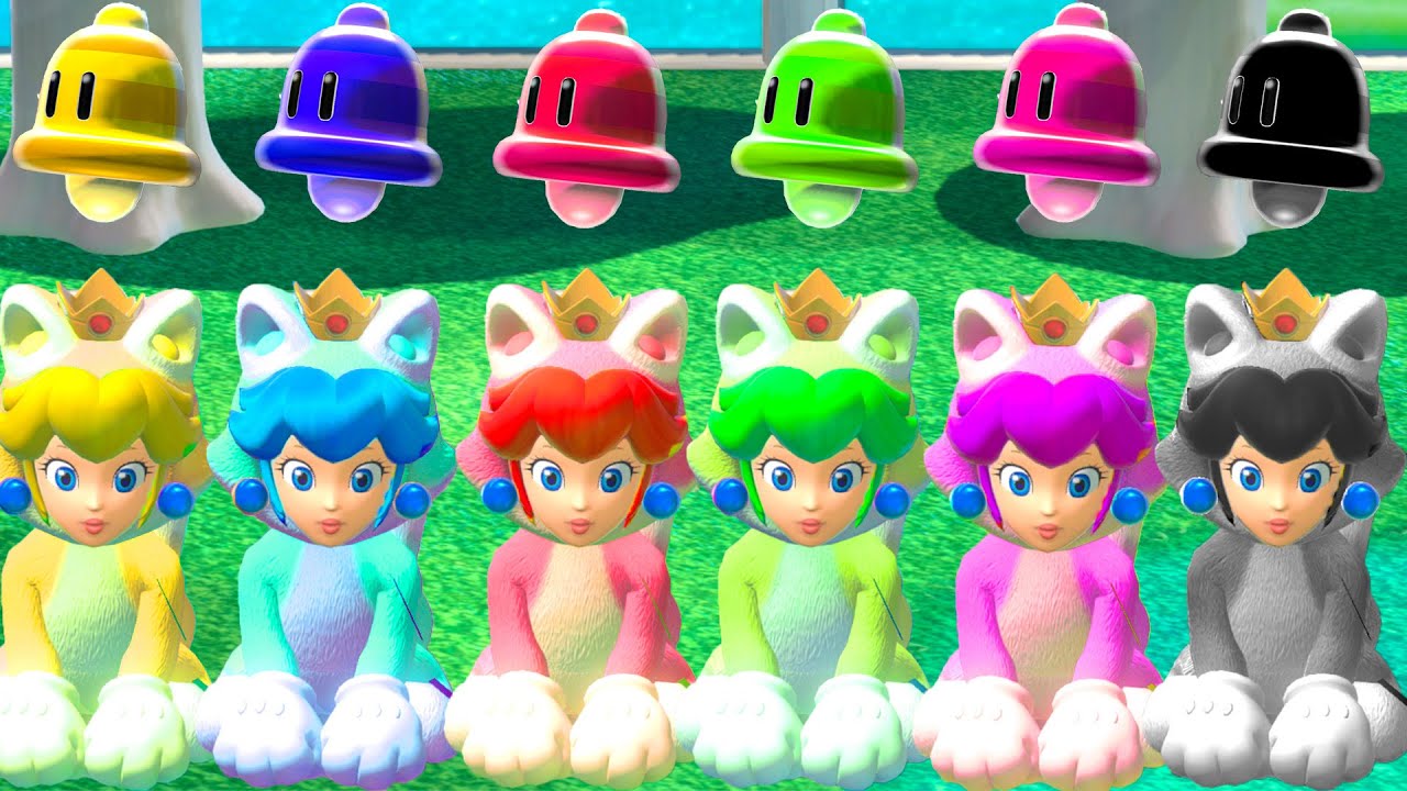 All Peach Cat Bell Colors in Super Mario 3D World + Bowsers Fury - YouTube