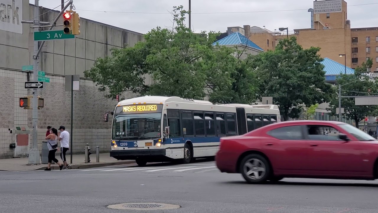 MTA NYC Bus BX15 Passing By With Essential Workers, Mask Required Sign ...
