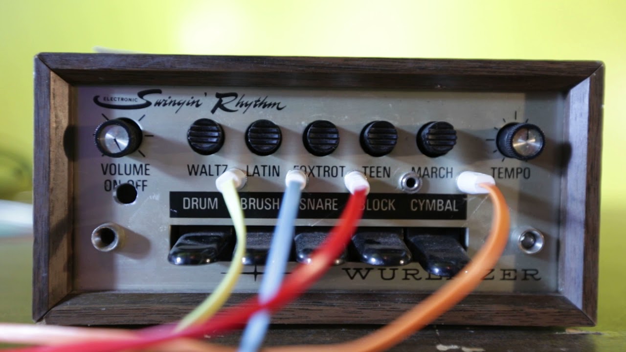 Wurlitzer Swingin' Rhythm drum machine with modifications demo - YouTube