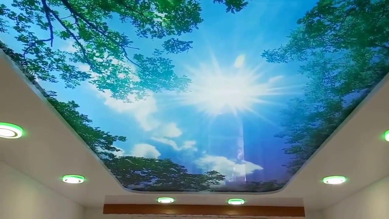 Stretch Ceiling Translucent 3D with Art Print & back LED light - YouTube