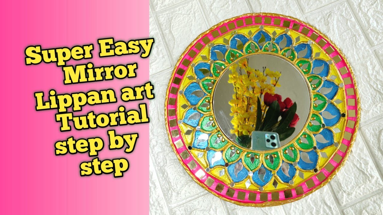Lippan art with mirror work / Easy to make mud lippan art / Lippan art ...
