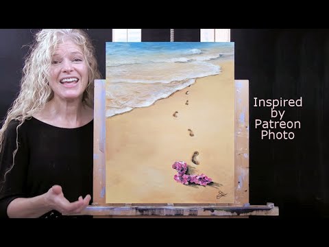 BEACH FOOTSTEPS-Learn How to DRAW & PAINT with Acrylics-Easy Beginner ...