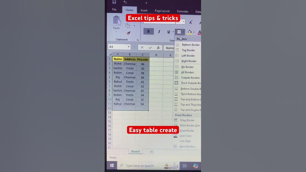 Excel tips & tricks | Easy table create #techpandian #youtubeshorts #shorts #exceltips #trending ...
