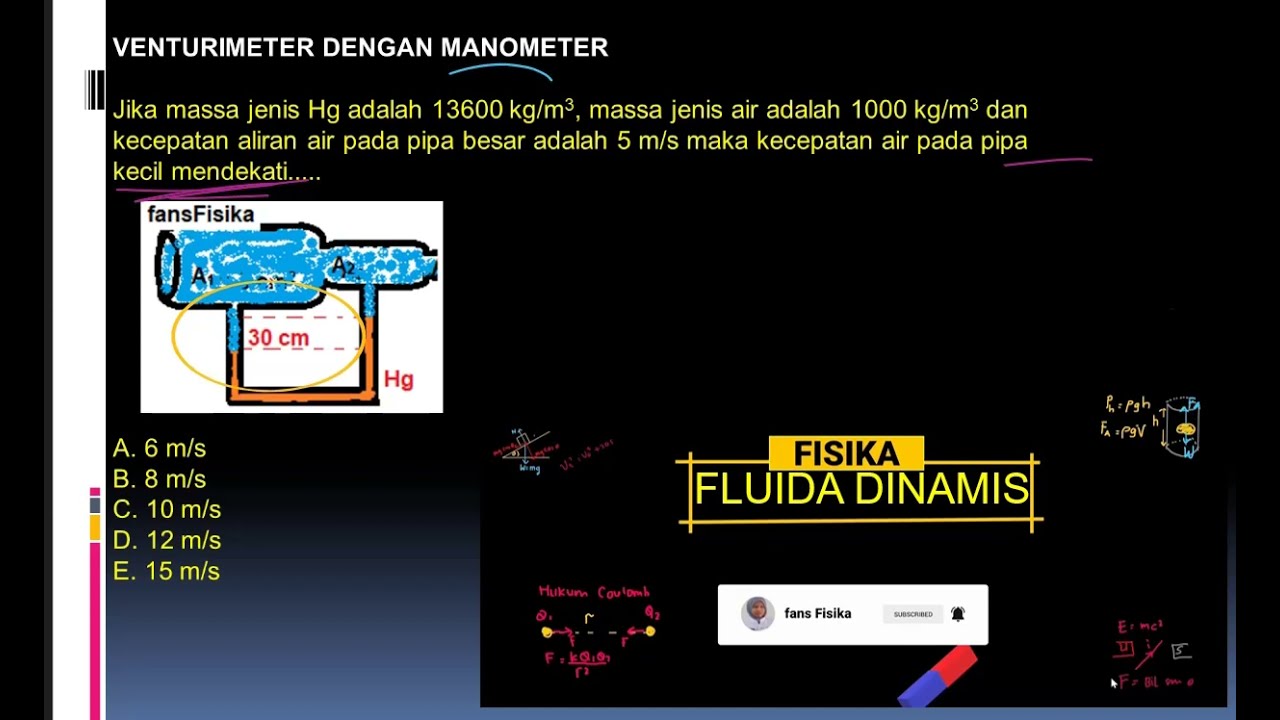 Contoh Soal Venturimeter dengan Manometer - YouTube