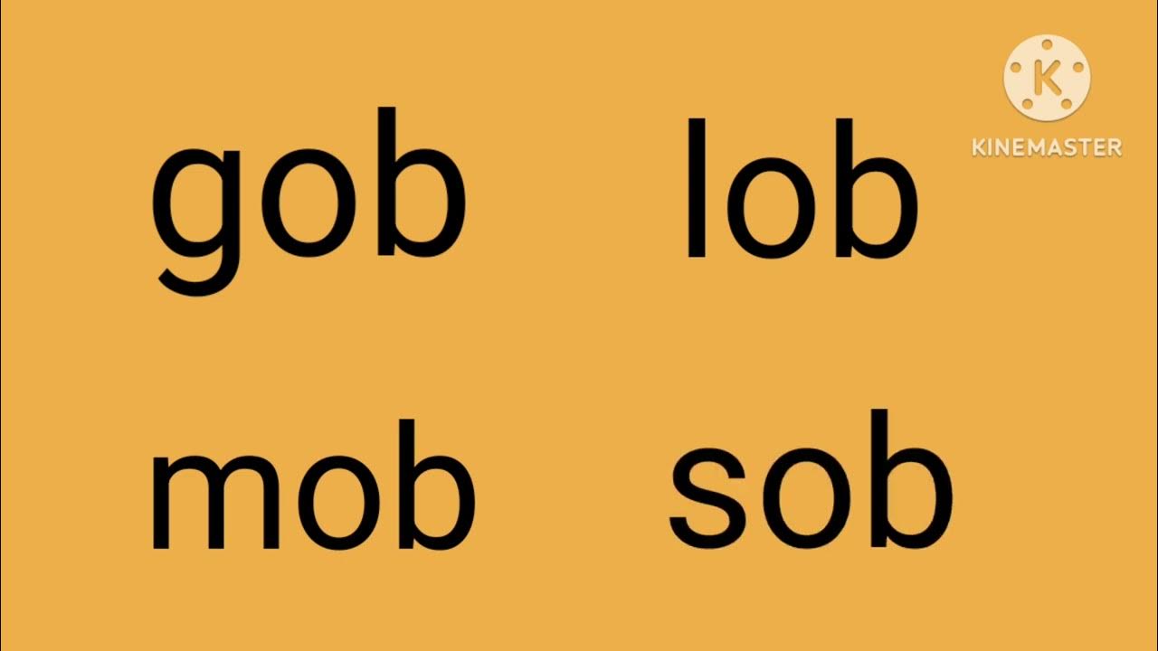 Ob family words || learn words|| bob, cob, sob, rob, slob, lob, snob, gob, mob -Bachokimastitv ...