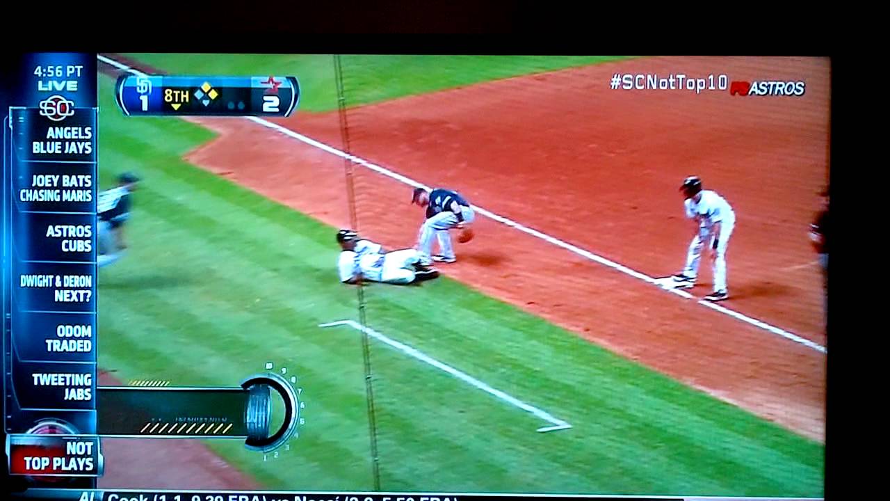 Astros 3rd base coach gets nailed - YouTube