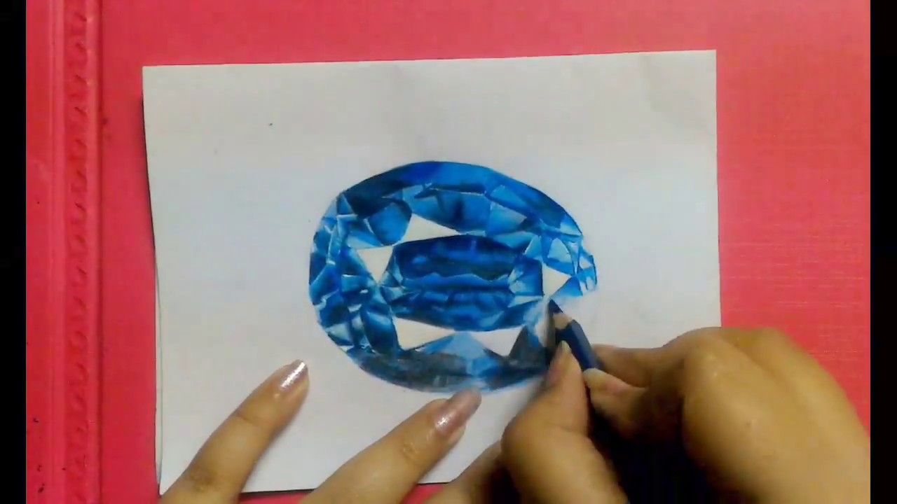 Timelapse realistic drawing of a Sapphire with cheap supplies - YouTube