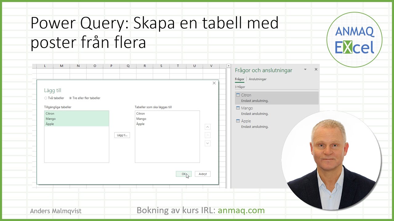 Power Query: Skapa en tabell med poster från flera - YouTube