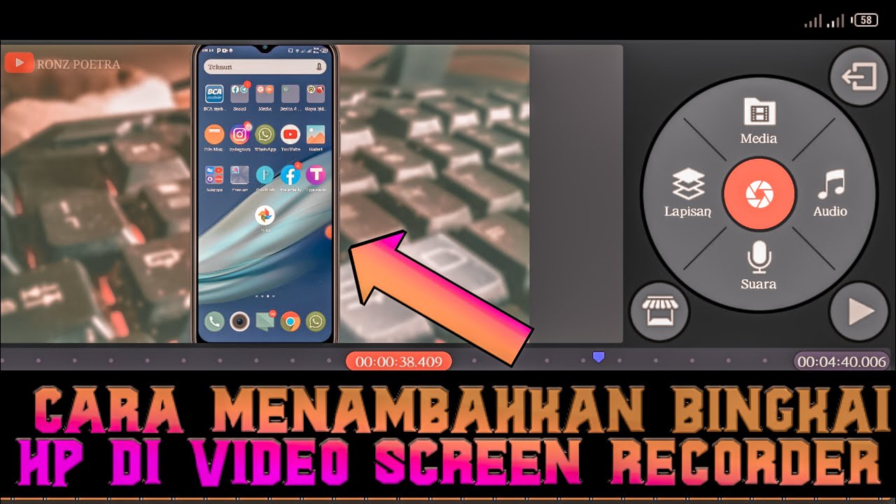 Cara menambahkan bingkai hp di video screen recorder android - YouTube
