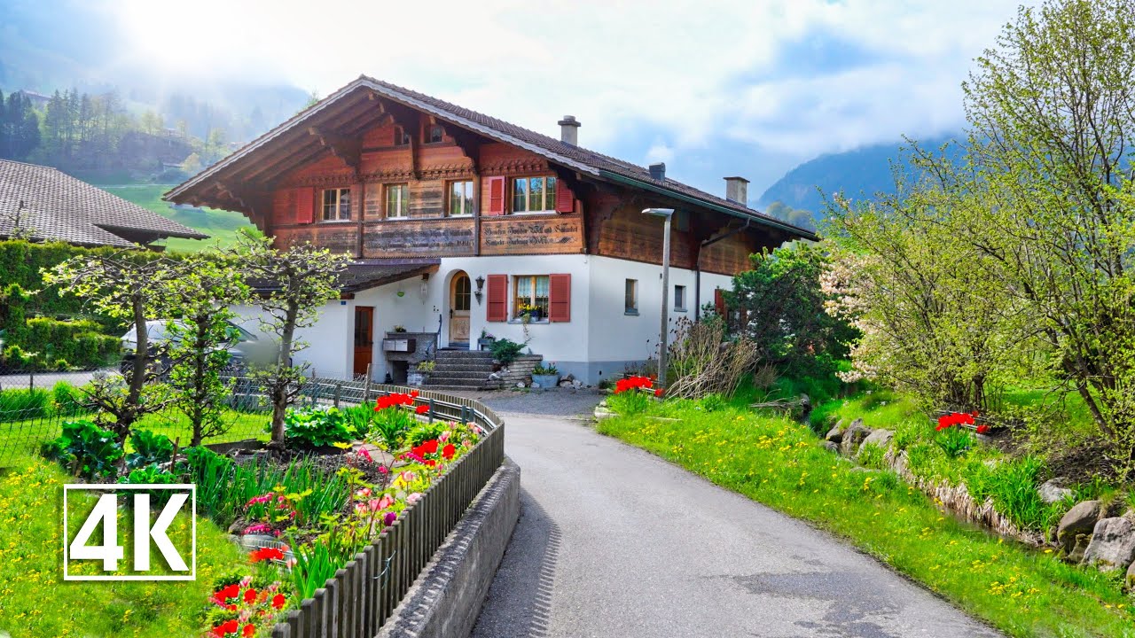 Switzerland 4K🇨🇭 Reichenbach im Kandertal, a beautiful village in ...