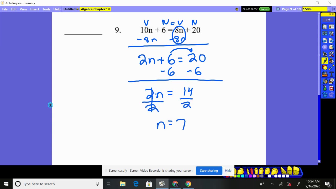 Algebra Chapter 2 Practice Test 1 #7-11 - YouTube