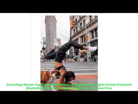 Camouflage Women Yoga Pants Mesh Fitness Leggings Running Tights Pocke