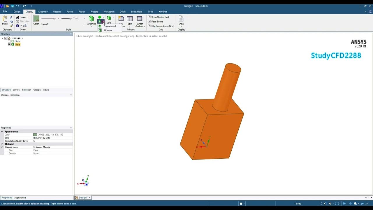 SpaceClaim Model Change to Transparent or Opaque - YouTube