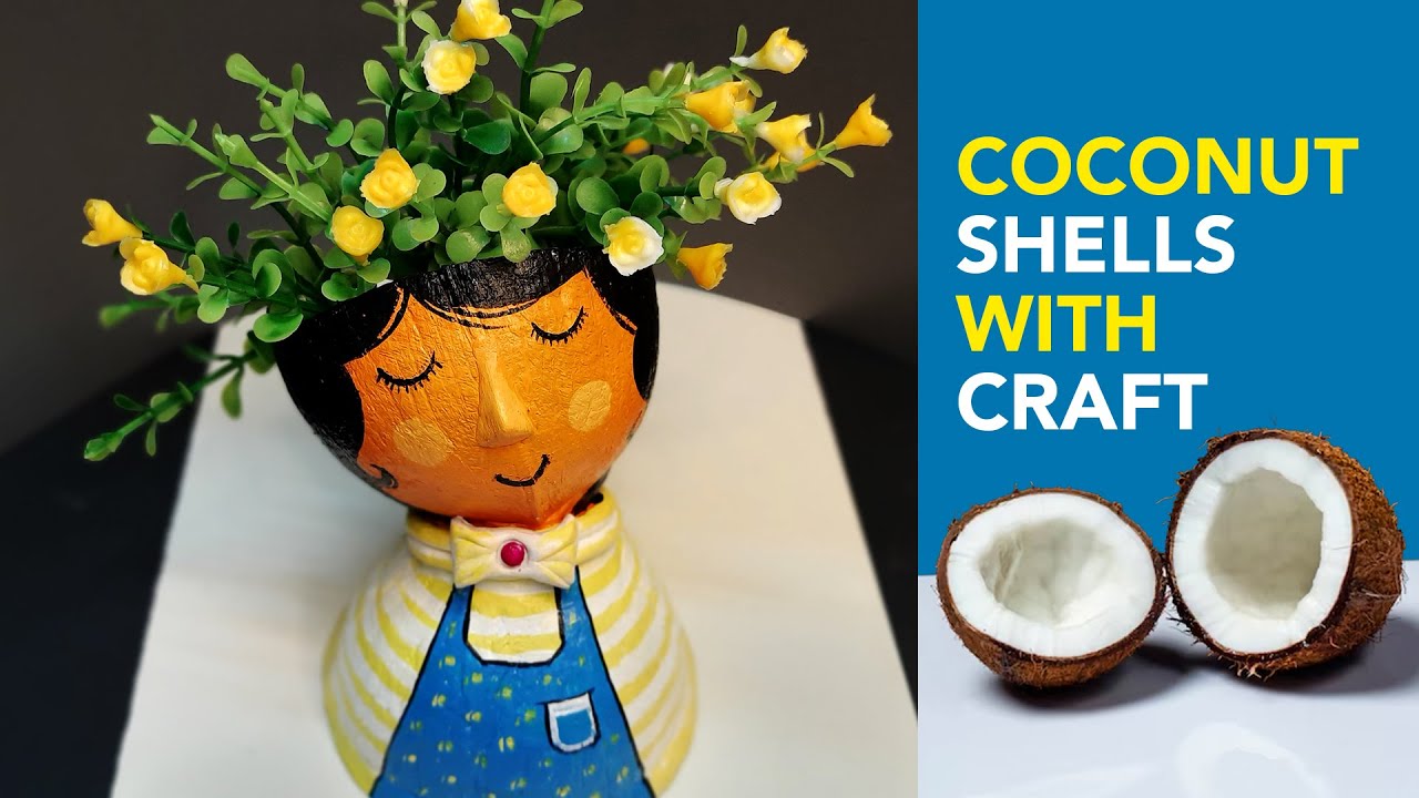 Coconut Shells With Craft | Easy art and crafts #easyartandcrafts - YouTube