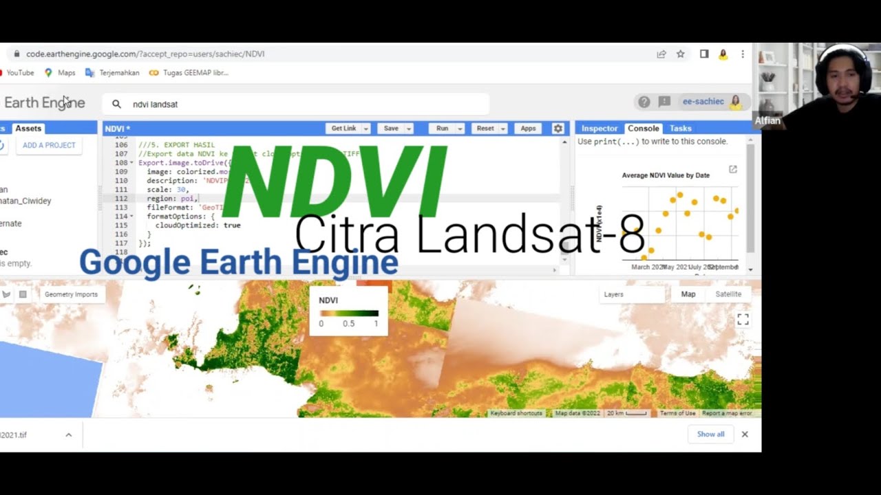Cara membuat NDVI Citra Landsat-8 | Google Earth Engine | Voulnteer ...