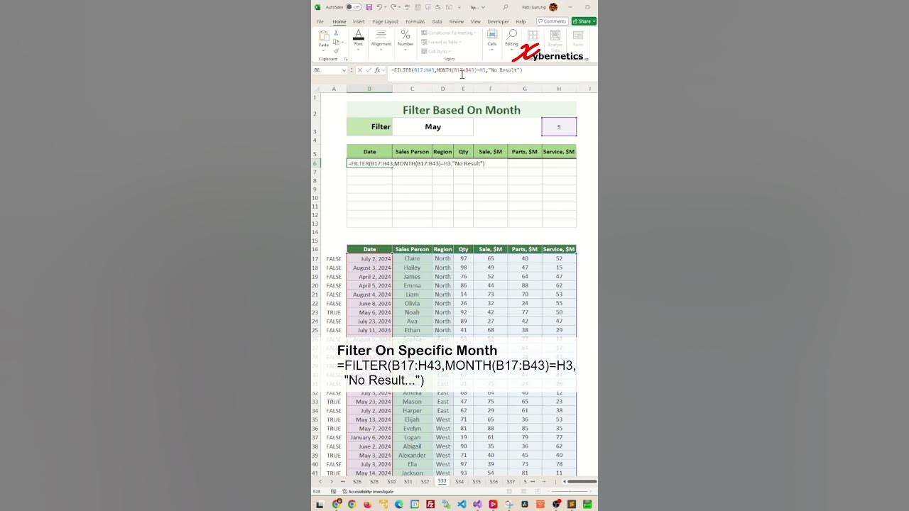 Dynamically Filter Data based on Month with FILTER function in Excel ...