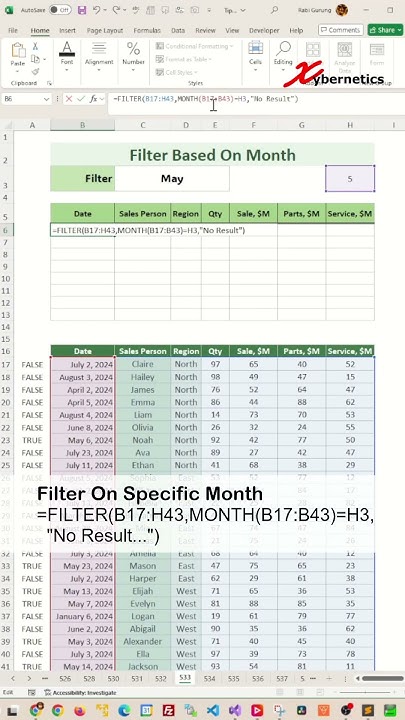 Dynamically Filter Data based on Month with FILTER function in Excel Formula - Excel Tips and ...