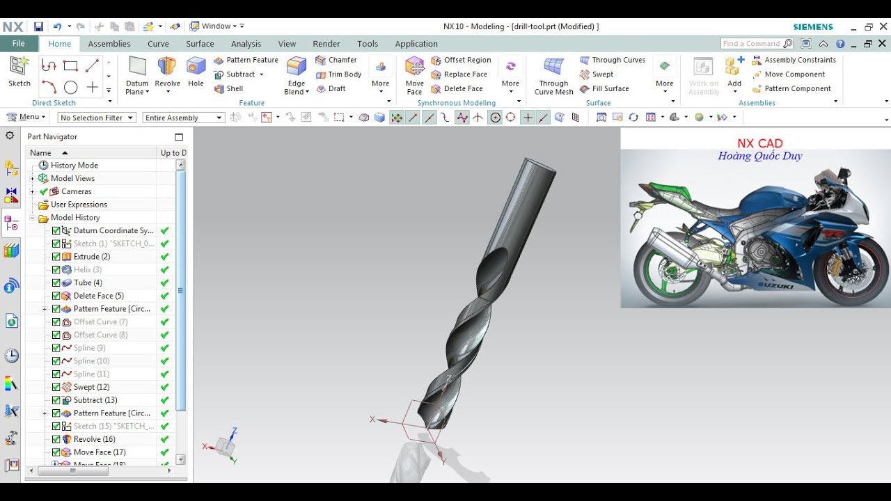 Nx Cad Tutorial Drill Tool Youtube