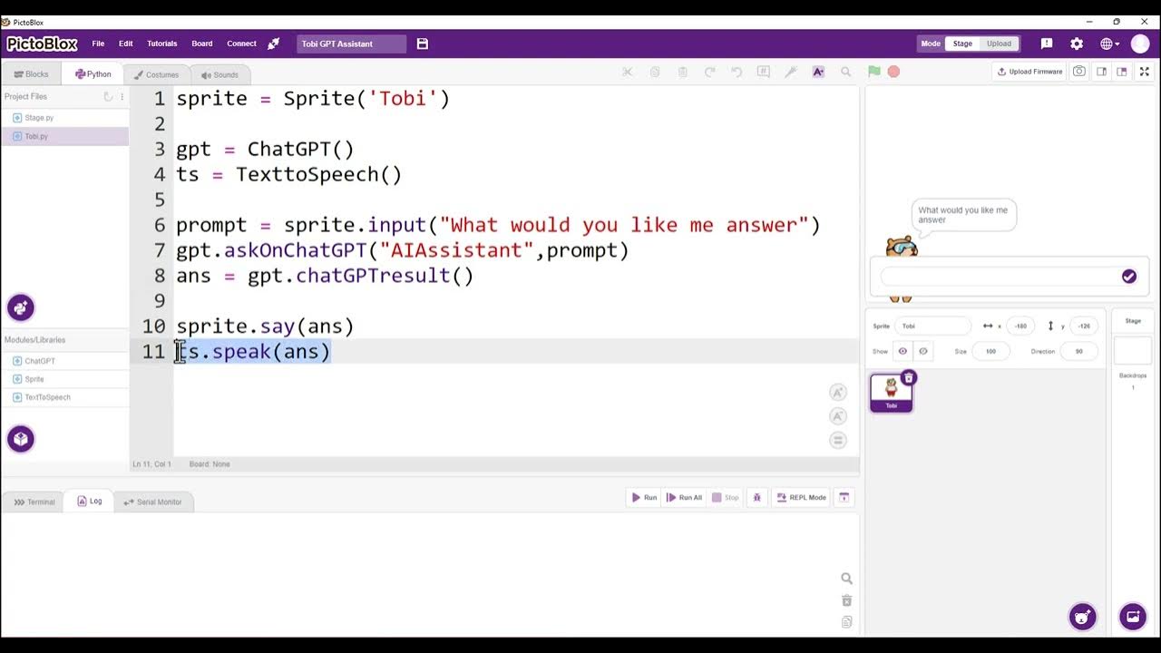 CHATGPT AI ASSISTANT USING PYTHON IN PICTOBLOX - YouTube