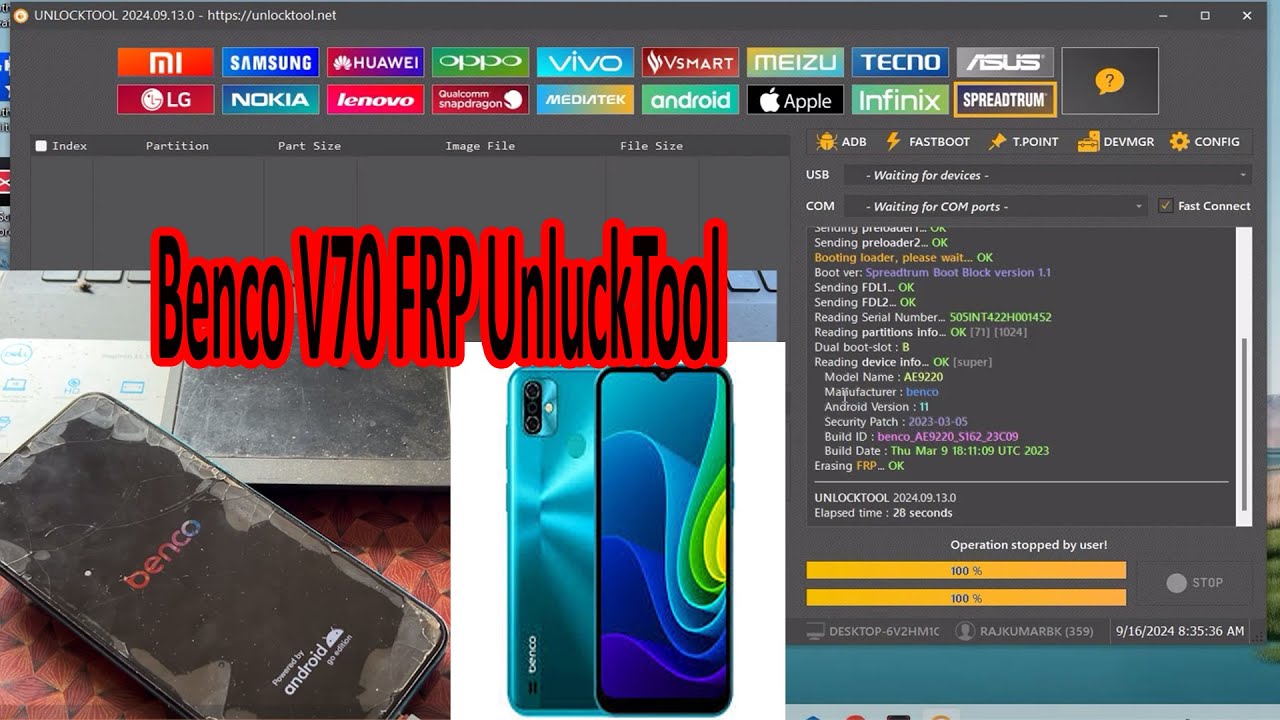 Benco V70 Frp Bypass With Unlock Tool - YouTube