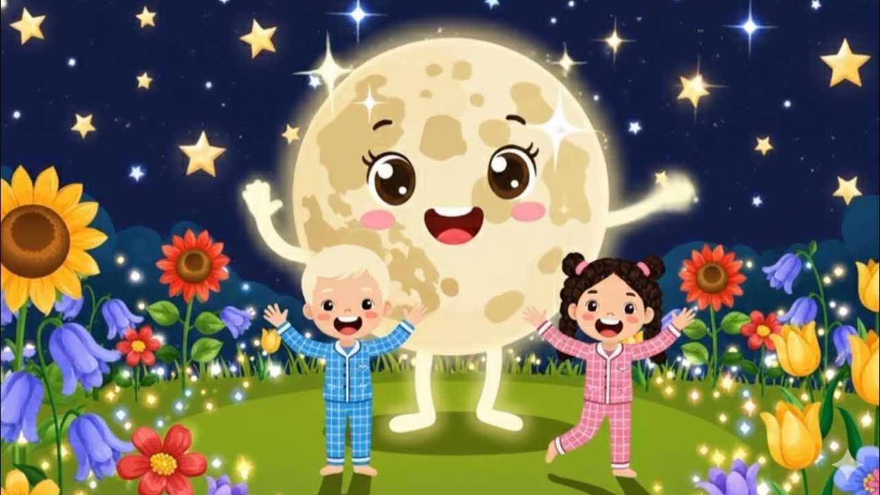 “The Cute Moon Comes to Play ⭐ Fun Cartoon Kids Song | Moon Visit Story ...