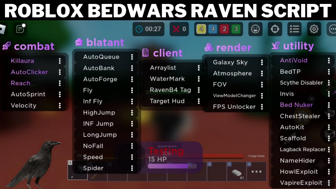 Roblox Bedwars New Best Script Raven 🐦‍⬛ | Supports both Mobile and Pc Executors - YouTube