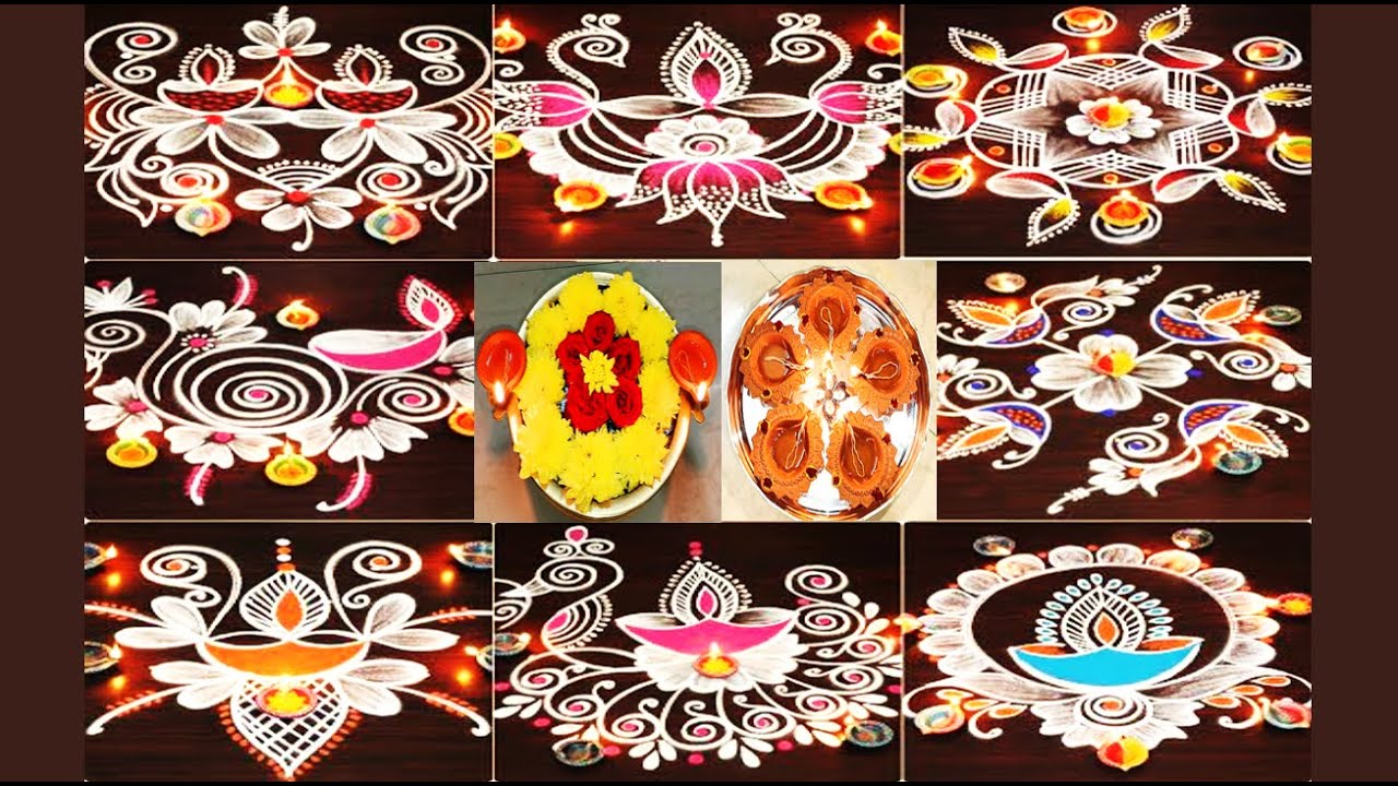 Karthigai Deepam Rangoli Designs | Diya Rangoli Designs | Karthigai ...