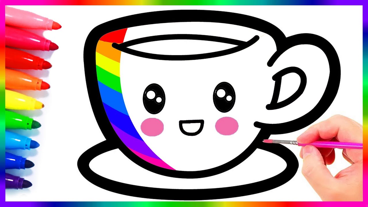 Cara Menggambar dan Mewarnai Cute Cup Glitter Rainbow Cup coloring and ...