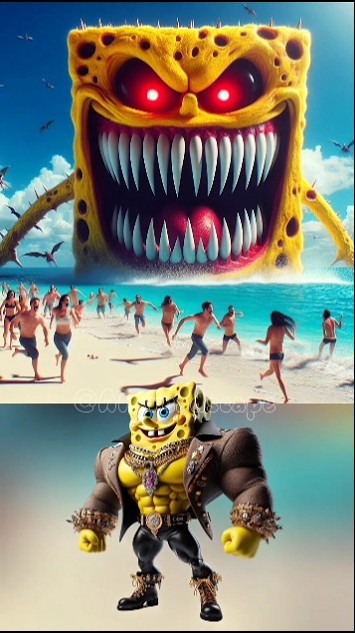 Scary Versions Of Giant SpongeBob SquarePants Character #shorts #creepy ...