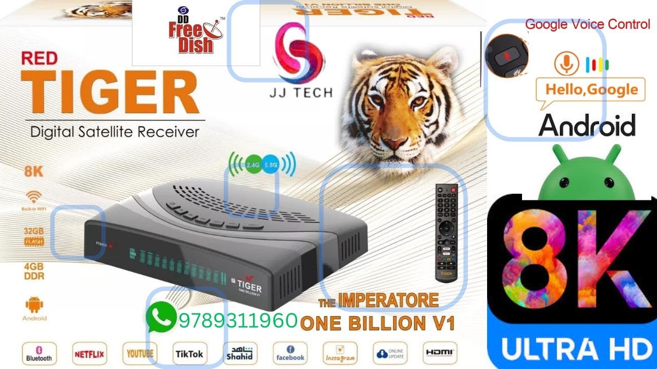 Red Tiger One Billion V1 Digital ANDROID 8K Satellite Receiver all d2h ...