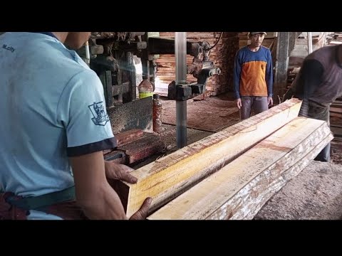 The video you have to see😁, sawmill process of sawing wood using the ...