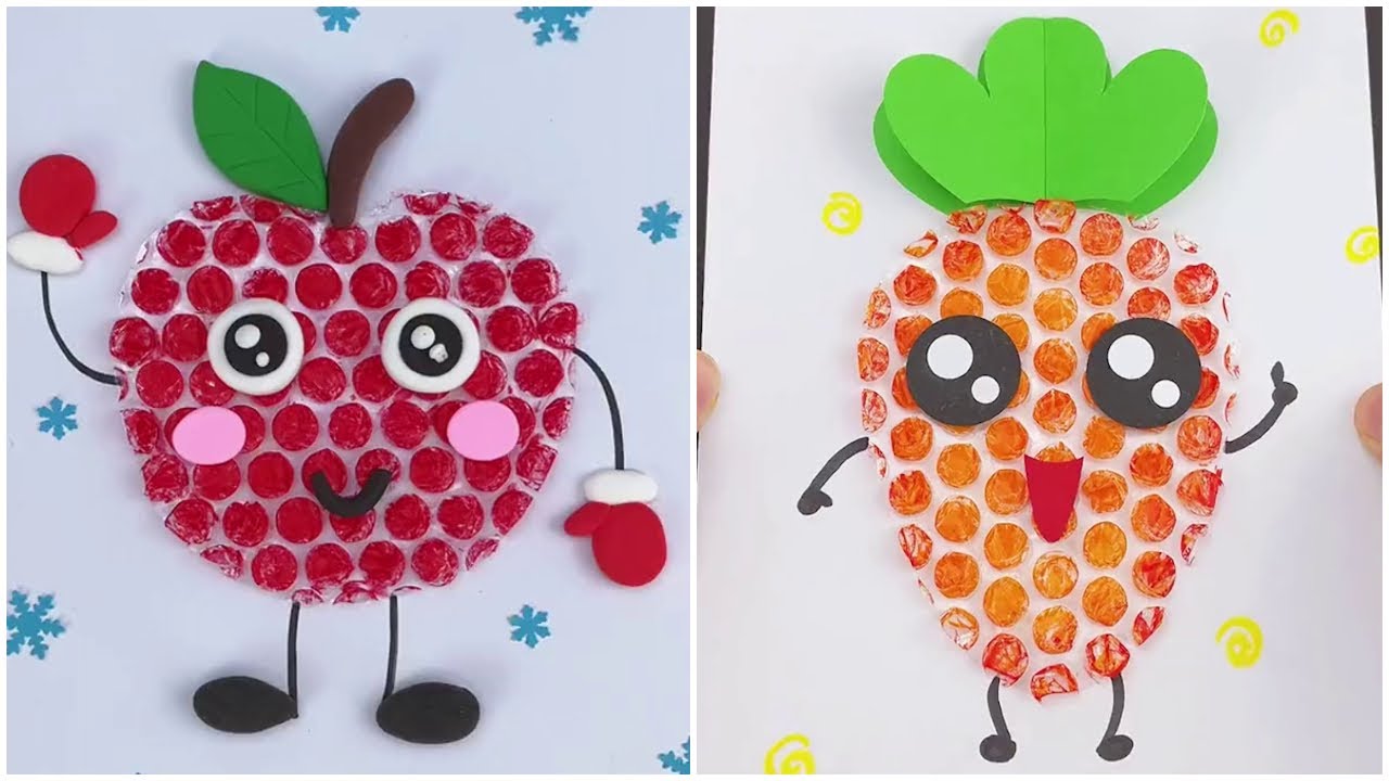 DIY Fruit Foam Net Apple Craft For Kids | Super Easy Fruit Foam Net ...