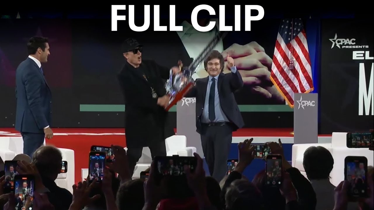 Elon Musk with chainsaw at CPAC: FULL CLIP - YouTube