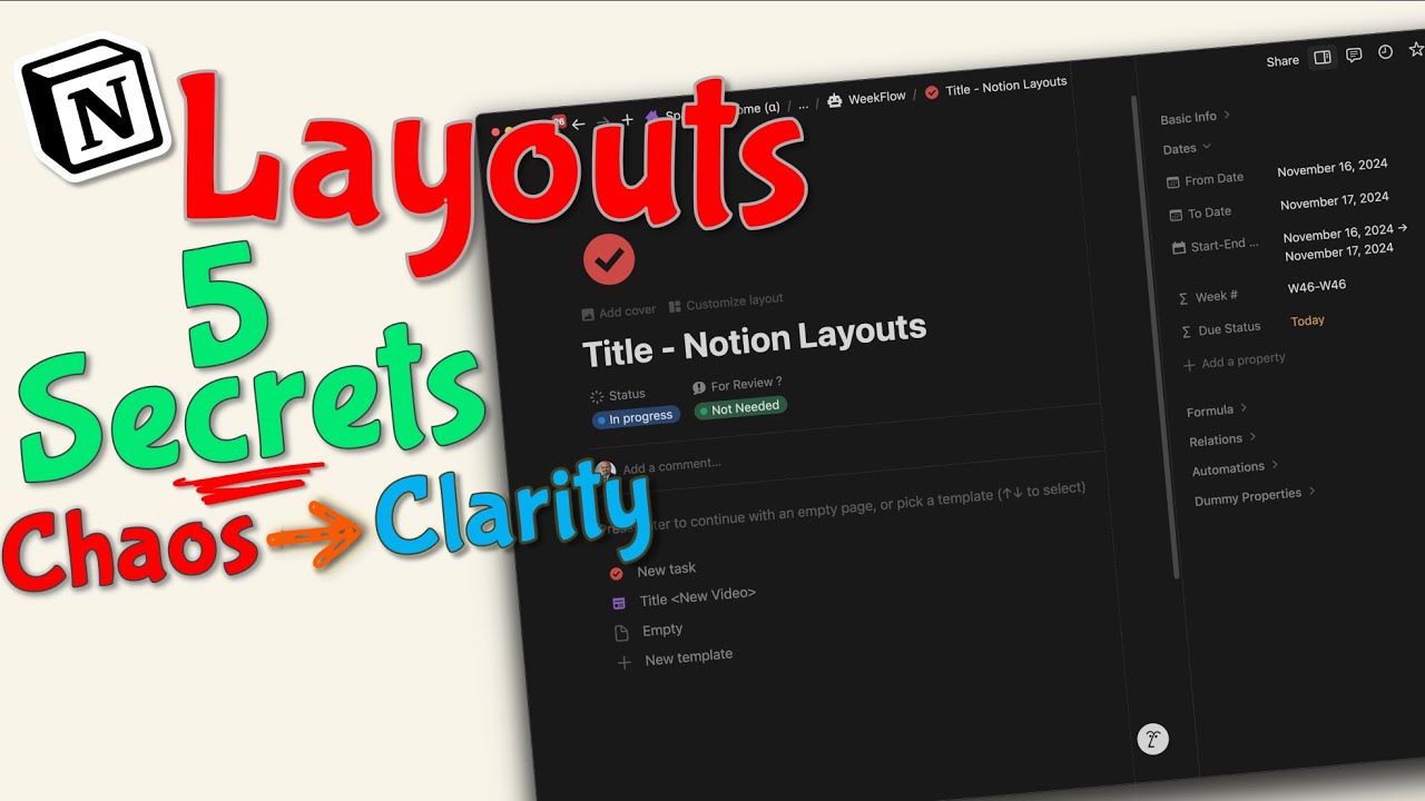 Top 5 ways Notion Layouts can transform Chaos into Clarity !! - YouTube