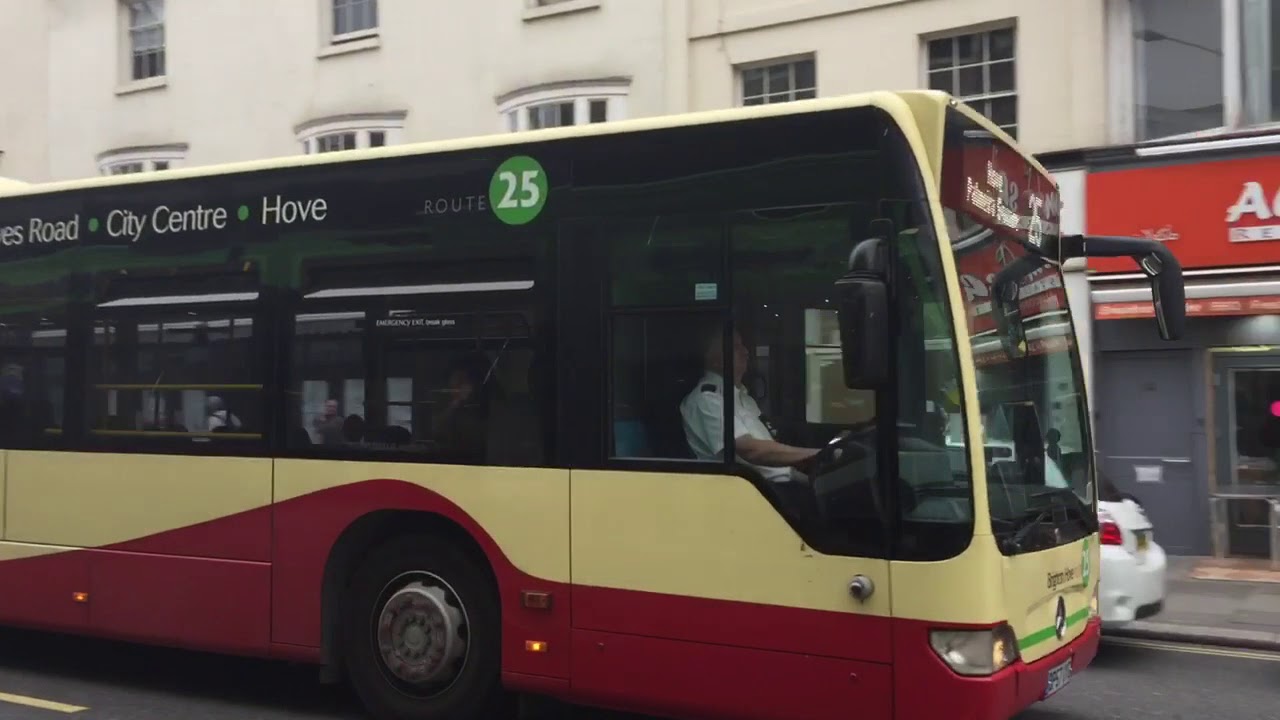 Brighton and Hove bus route 25 departing western road bus stop - YouTube