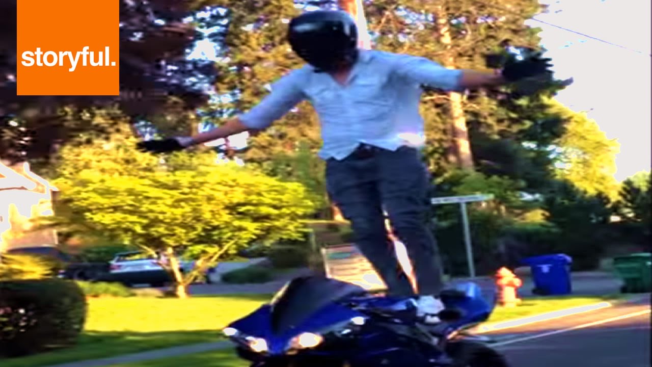 Rider Fails Motorcycle Seat Stand - YouTube