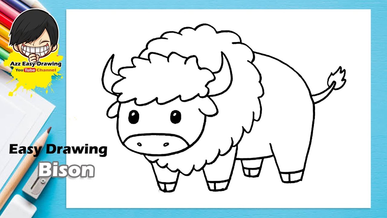 Easy Bison Drawing - YouTube