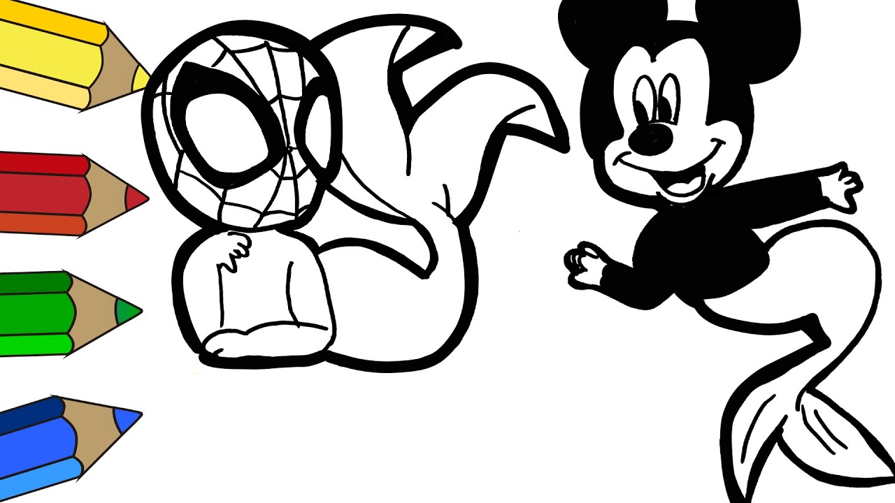 Drawing Marvel's Spidey and Drawing Mickey Mouse Clubhouse ⭐ How to ...