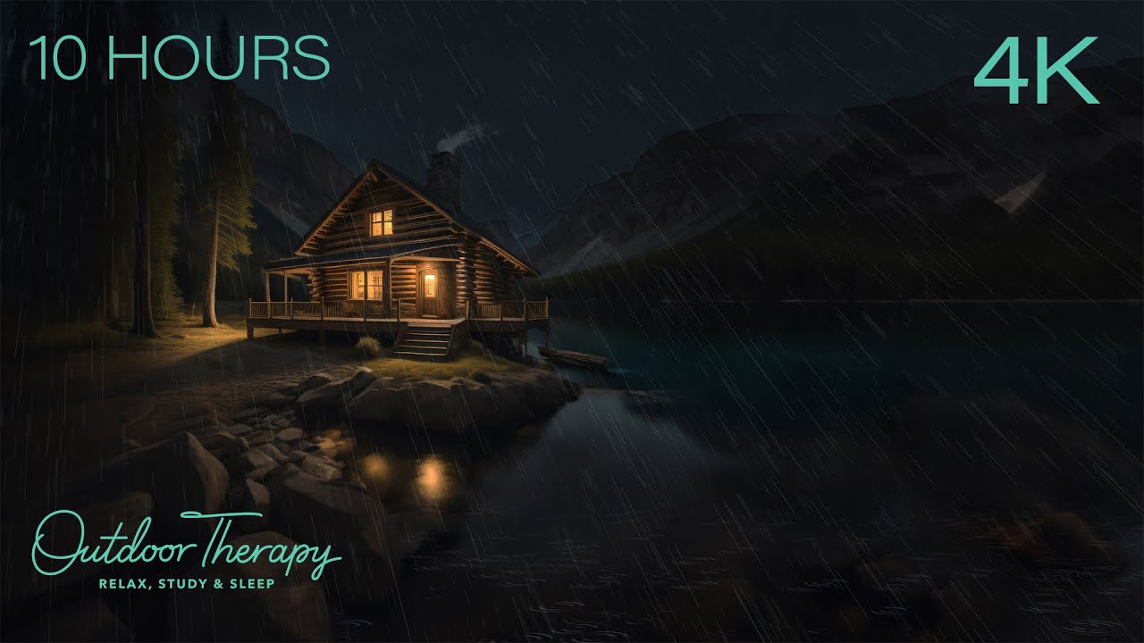 The Best Stormy Night on the Lake | Steady Rain & Rumbling Thunder ...
