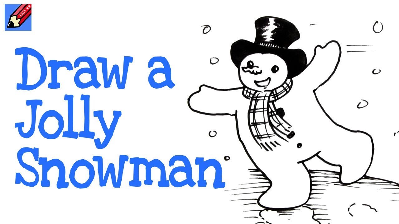 How to draw a Jolly Skating Snowman Real Easy - YouTube
