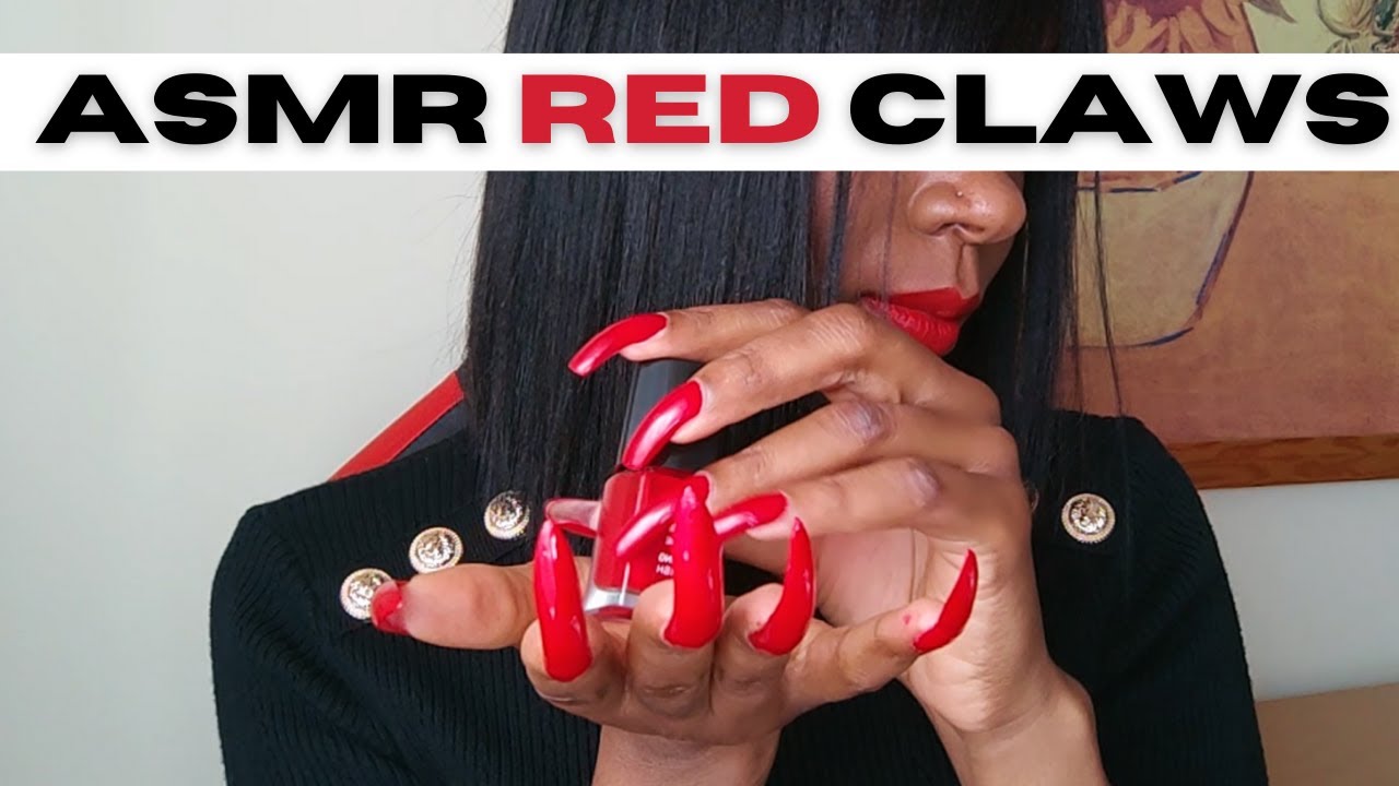 Painting My Sharp Natural Nails | Red Claws - YouTube